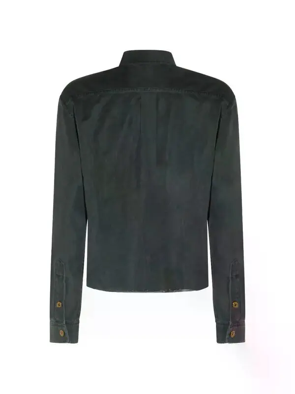 Miu Miu Logo Embroidered Button-up Shirt - Green