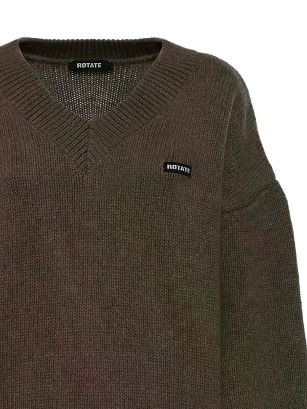 ROTATE BY BIRGER CHRISTENSEN Logo Patch V-neck Sweater