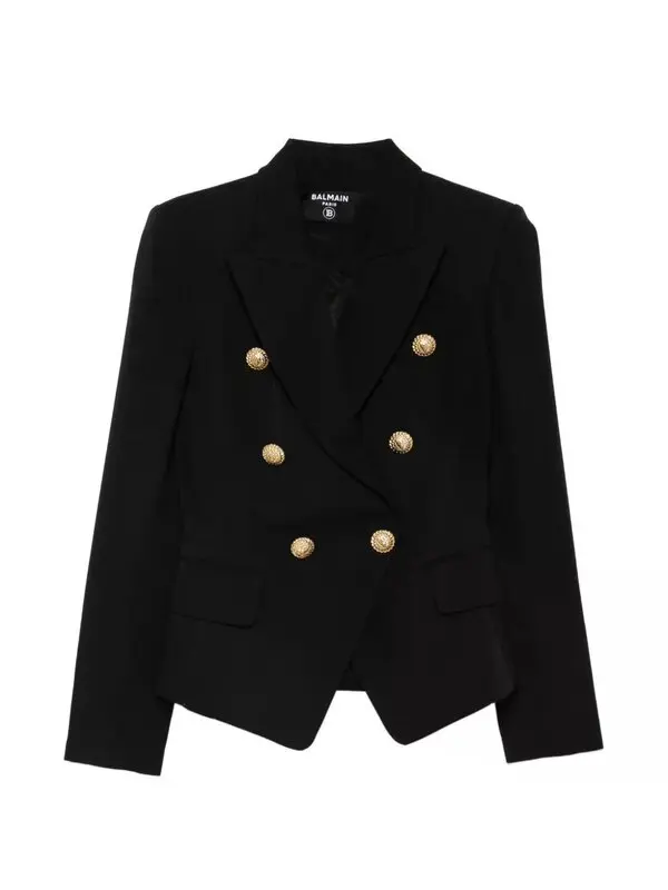 Balmain Double-breasted Wool Blazer - Black
