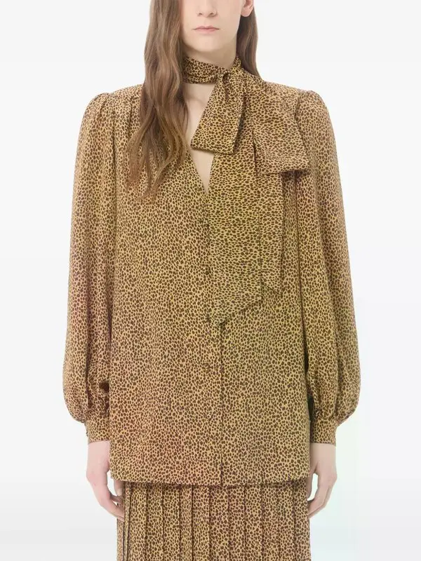 Valentino Garavani Crepe De Chine Shirt With Fauve Eclat Micromacula Print - Neutrals