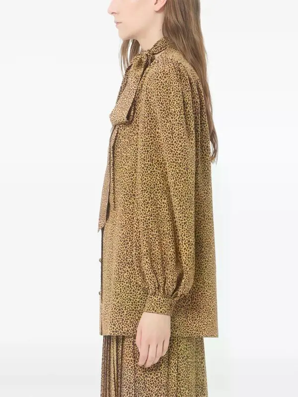 Valentino Garavani Crepe De Chine Shirt With Fauve Eclat Micromacula Print - Neutrals