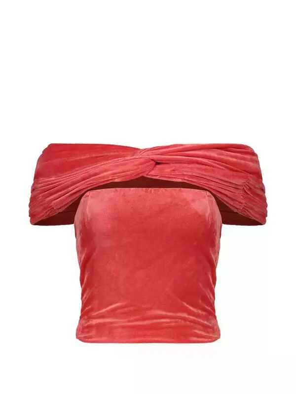 Alberta Ferretti Off-shoulder Velvet Blouse - Pink