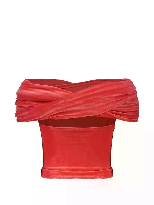 Alberta Ferretti Off-shoulder Velvet Blouse - Pink