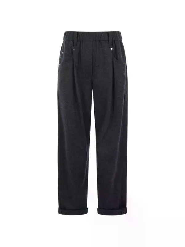 Brunello Cucinelli Monili Detail Pleated Trousers - Grey