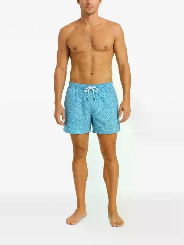 Fedeli Geometric Print Swim Shorts - Blue