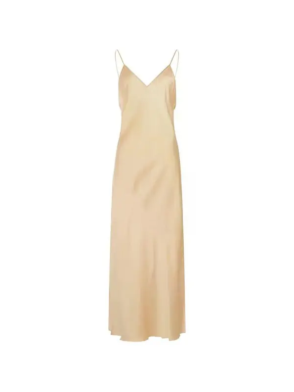 Isabel Marant Étoile Nevana V-neck Maxi Dress In Beige Satin - Neutrals