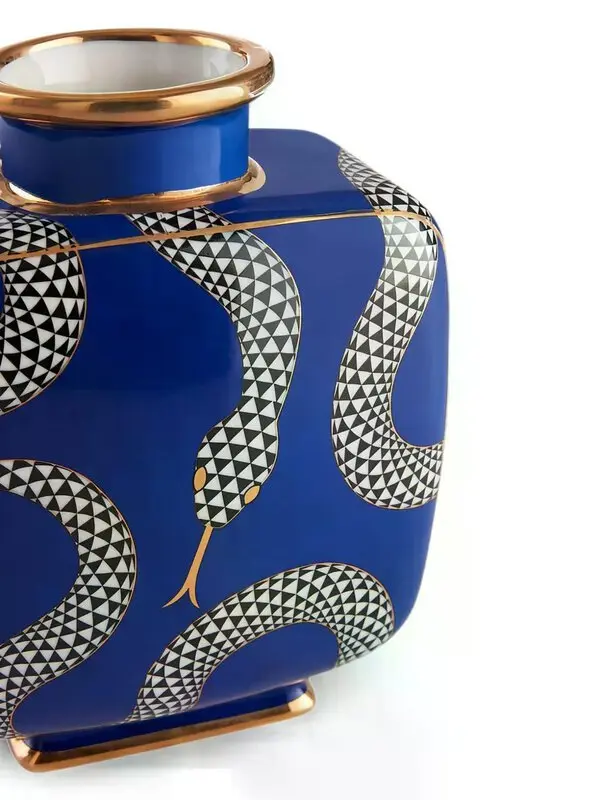 Jonathan Adler Snake-print Gold-tone Vase