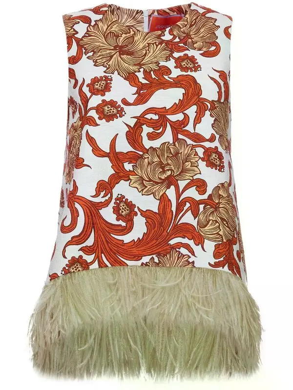La DoubleJ La Scala Feather-detail Top - Red
