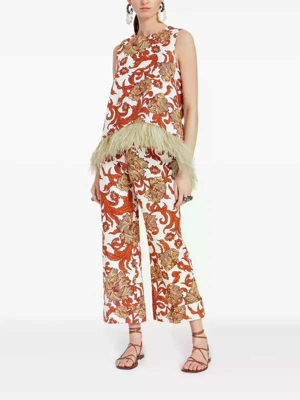 La DoubleJ La Scala Feather-detail Top - Red