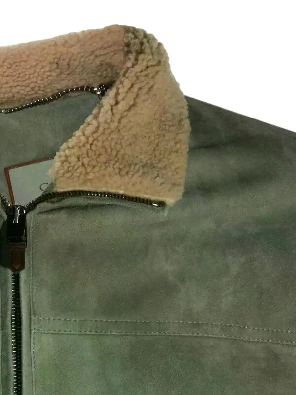 Canali Suede Shearling Collar Jacket