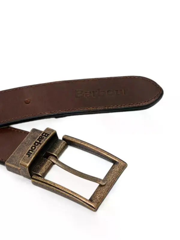 Barbour Reversible Leather Logo-debossed Belt - Brown