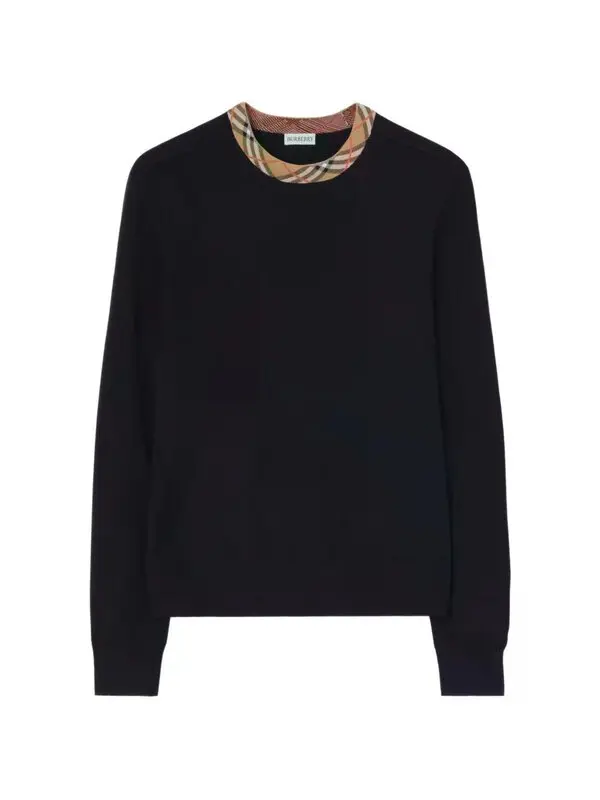 Burberry Check-trim Wool Sweater
