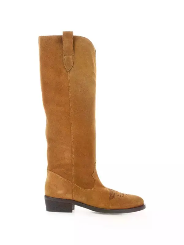 VIA ROMA 15 Suede Round-toe Boots - Neutrals