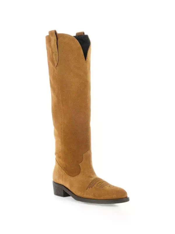 VIA ROMA 15 Suede Round-toe Boots - Neutrals