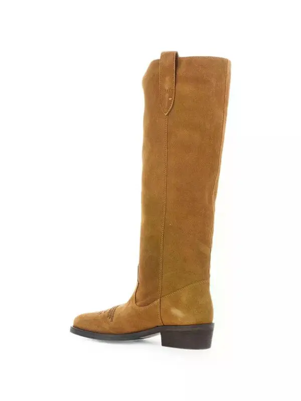 VIA ROMA 15 Suede Round-toe Boots - Neutrals