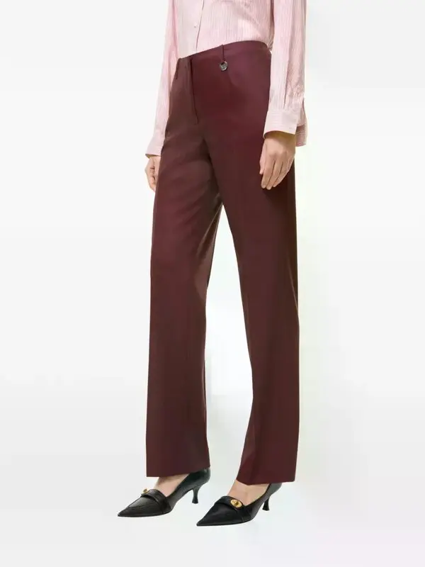 Burberry Logo Charm Straight-leg Wool Twill Trousers