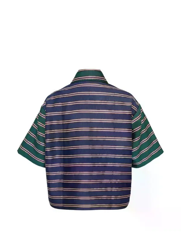 Biyan Emerald Floral Print Striped Shirt
