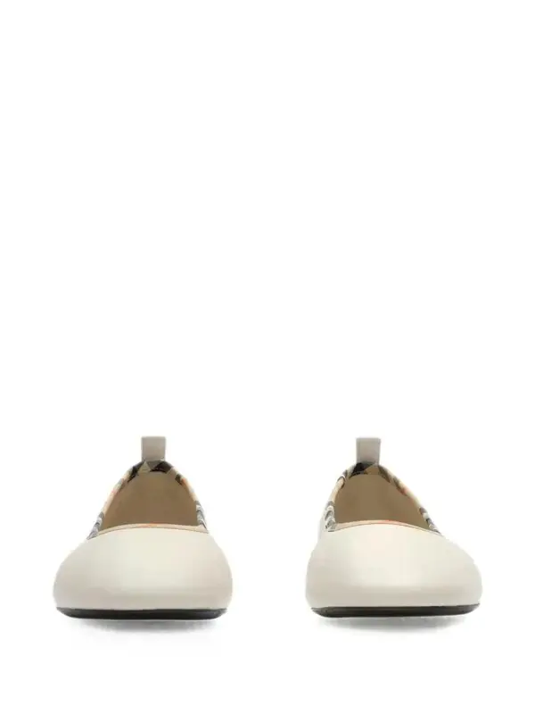 Burberry Check-trim Leather Ballerinas