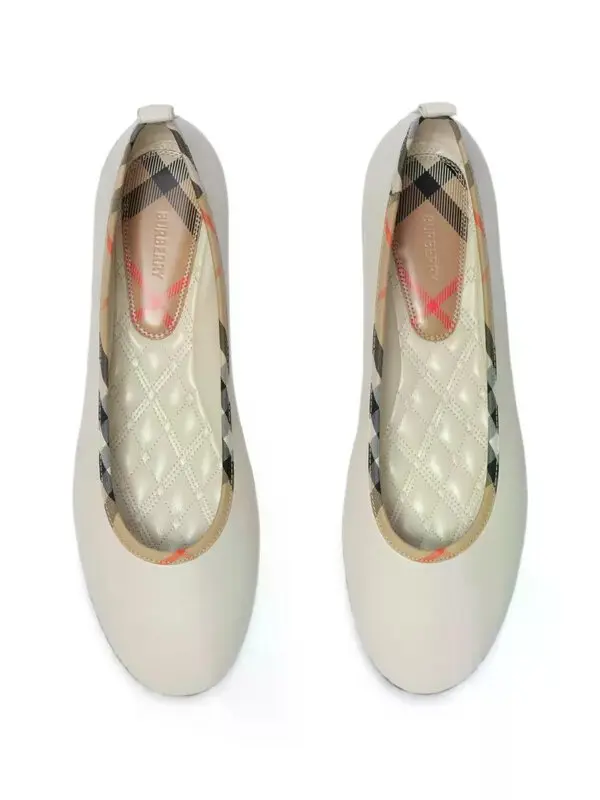 Burberry Check-trim Leather Ballerinas