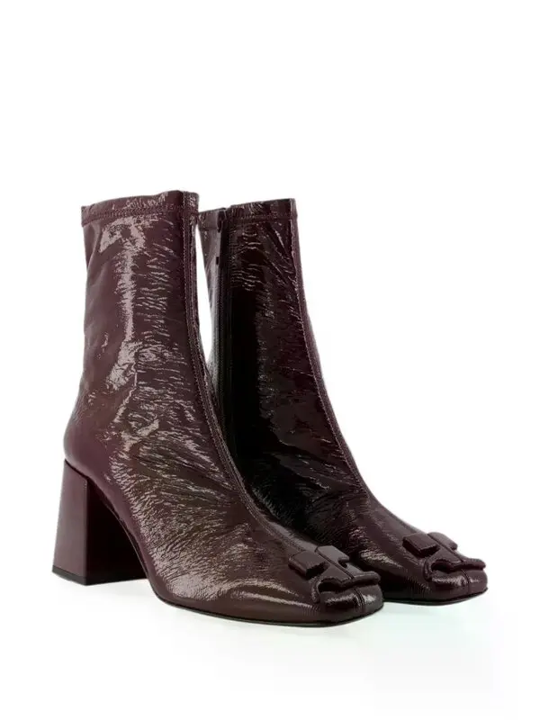 COURREGES Burgundy Logo Plaque Ankle Boots