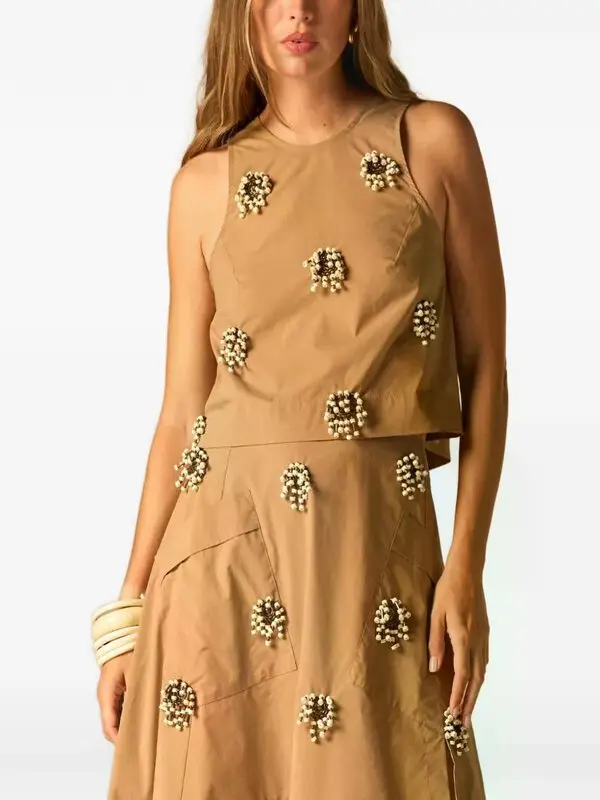 JBQ Philo Bead-embellished Cropped Top