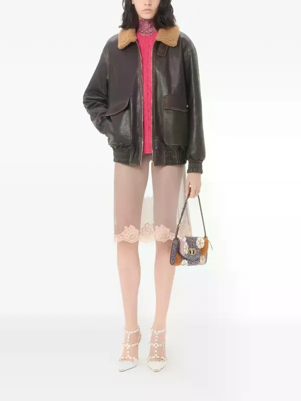 Valentino Garavani Aged-effect Leather Caban Jacket