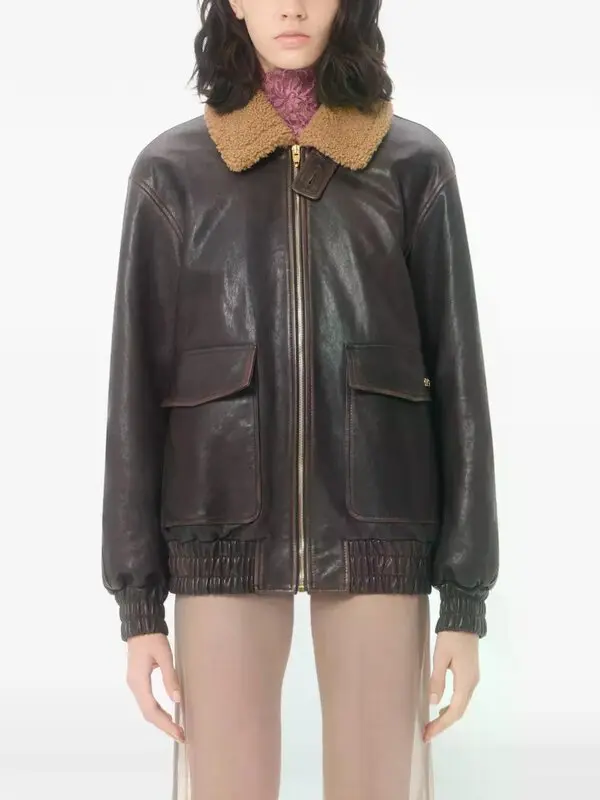 Valentino Garavani Aged-effect Leather Caban Jacket