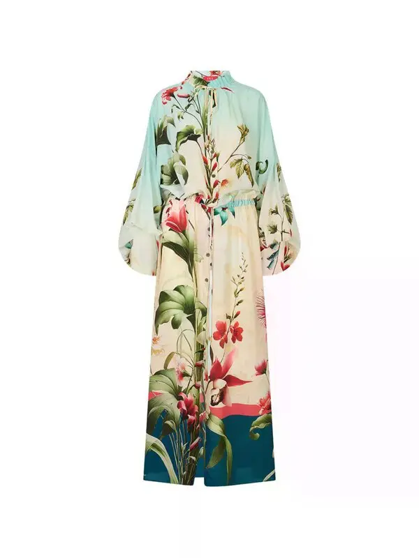 F.R.S FOR RESTLESS SLEEPERS Floral Print Silk Maxi Dress