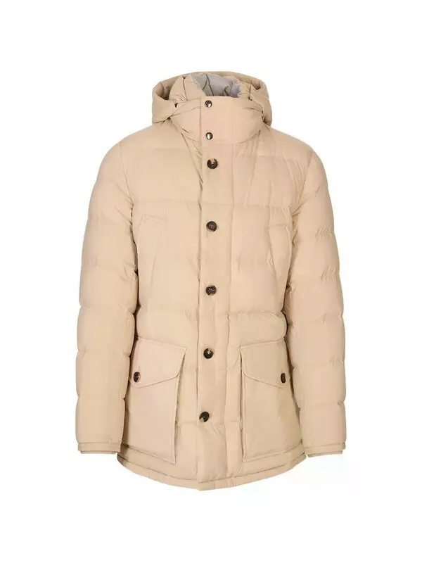 Kiton Beige Hooded Padded Jacket