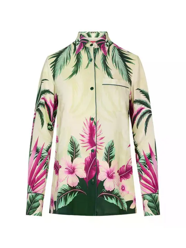 F.R.S FOR RESTLESS SLEEPERS Tropical Print Silk Shirt