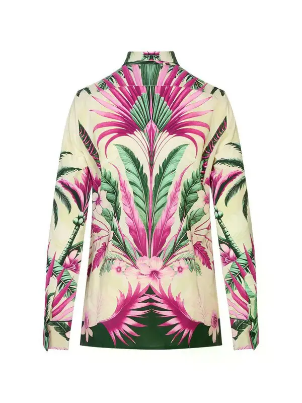 F.R.S FOR RESTLESS SLEEPERS Tropical Print Silk Shirt