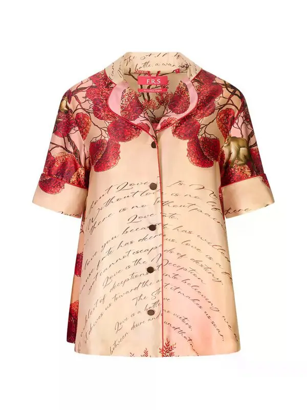 F.R.S FOR RESTLESS SLEEPERS Graphic Print Silk Shirt - Neutrals