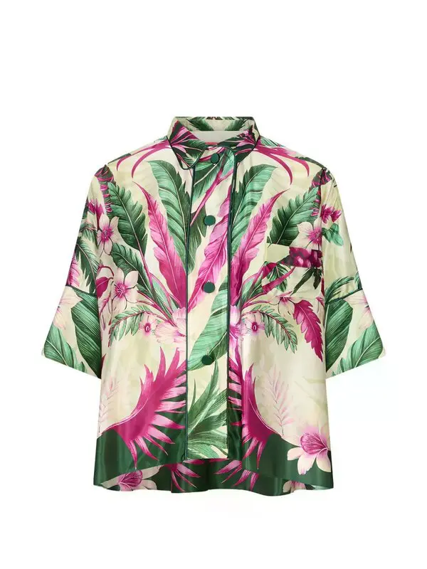 F.R.S FOR RESTLESS SLEEPERS Tropical Print Silk Shirt