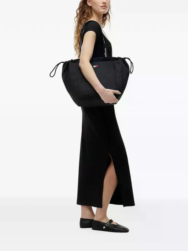 Tommy Hilfiger Logo Patch Drawstring Tote Bag - Black