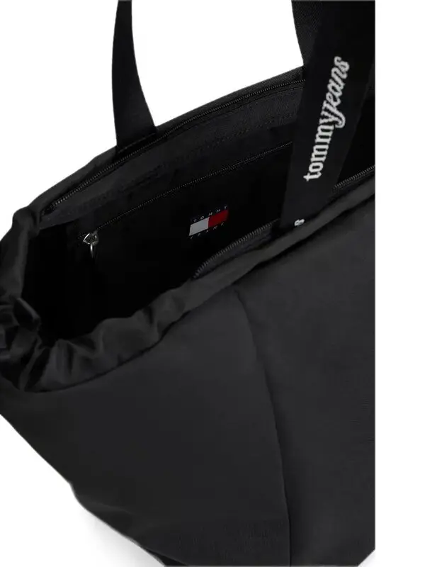 Tommy Hilfiger Logo Patch Drawstring Tote Bag - Black