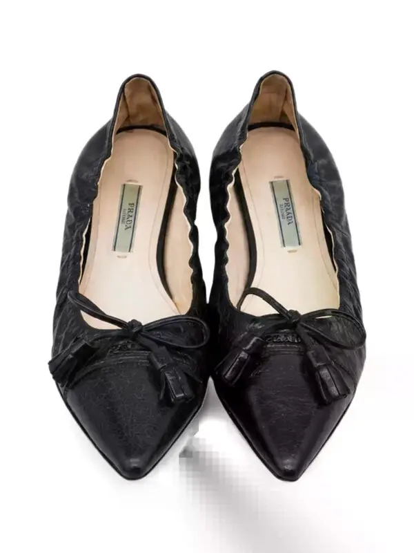 Prada Bow Detail Pointed-toe Ballet Flats