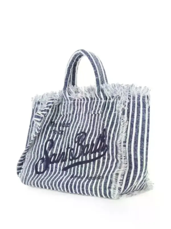 MC2 SAINT BARTH Striped Frayed-edge Tote Bag - Blue