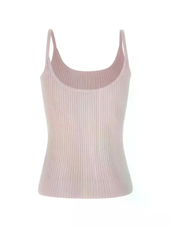 COURREGES Ribbed-knit Scoop Neck Top - Pink