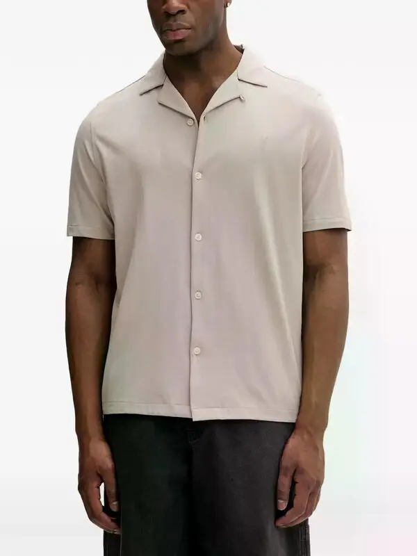 ALLSAINTS Hudson Embroidered-logo Short-sleeve Shirt - Neutrals