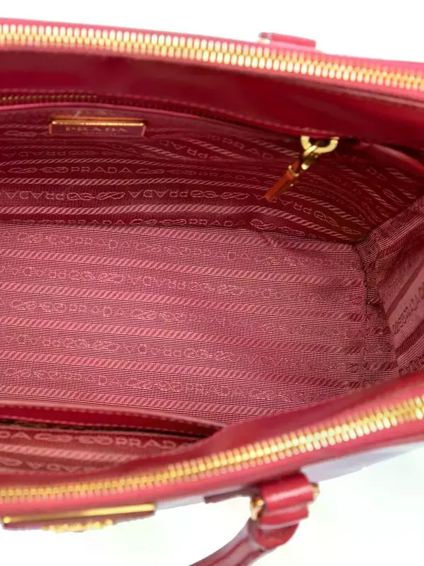 Prada Saffiano Vernice Galleria Double Zip Satchel - Pink