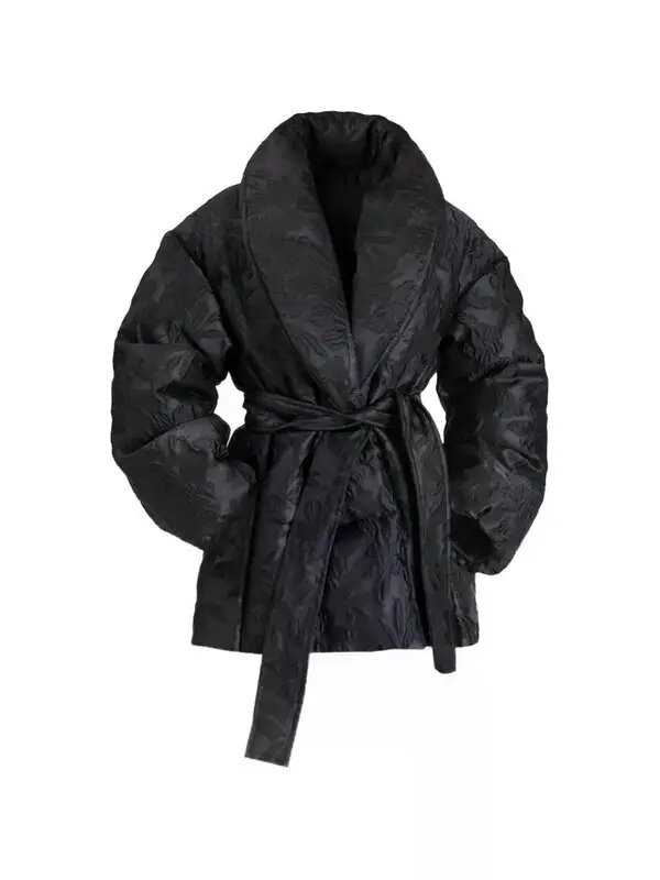 Nicole Benisti Floral-jacquard Belted Puffer Jacket