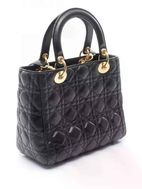 Dior Lambskin Cannage Lady Satchel - Black