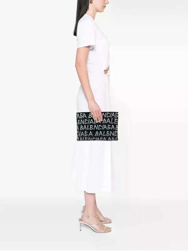 Balenciaga Leather Graffiti Clutch Bag