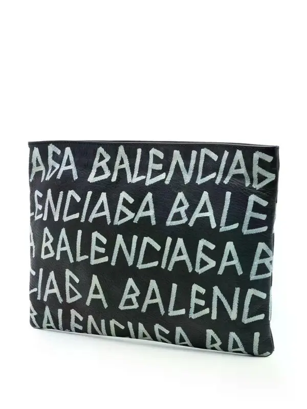 Balenciaga Leather Graffiti Clutch Bag