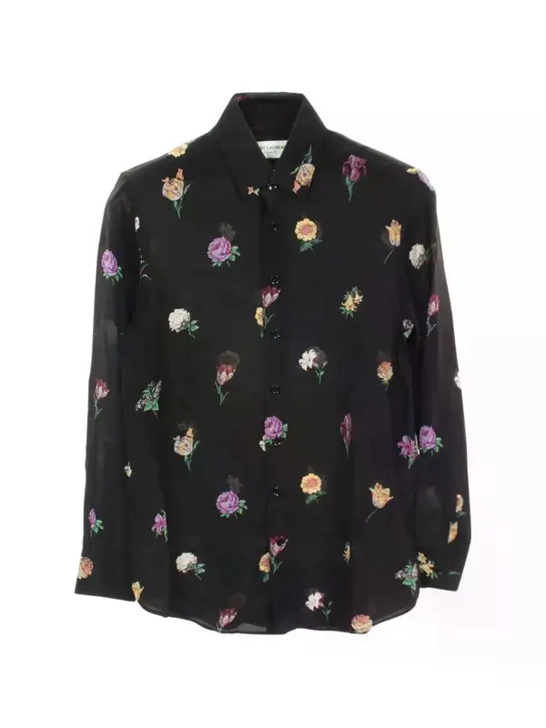 Saint Laurent 2000s Floral-pattern Silk Shirt