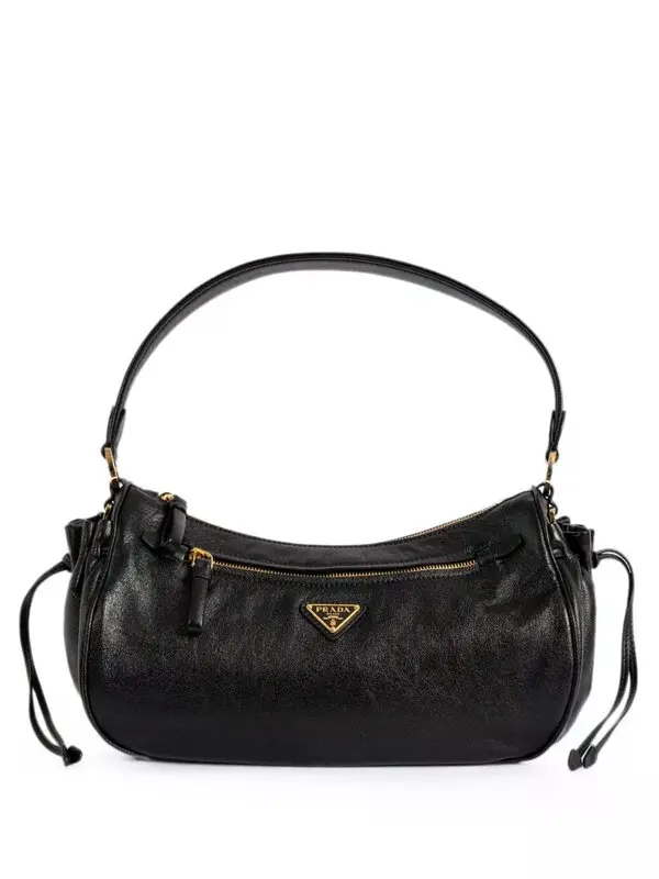 Prada Logo-plaque Drawstring Shoulder Bag - Black