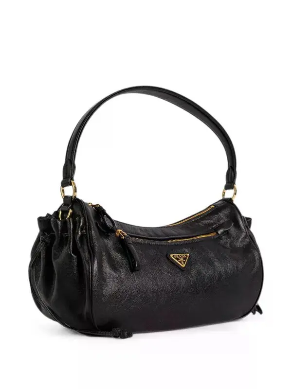Prada Logo-plaque Drawstring Shoulder Bag - Black