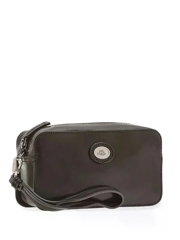 THE BRIDGE Logo Plaque Leather Clutch Bag - Black