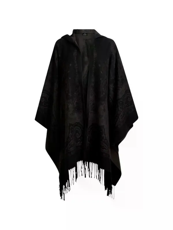 Etro Hooded Paisley Print Poncho - Black