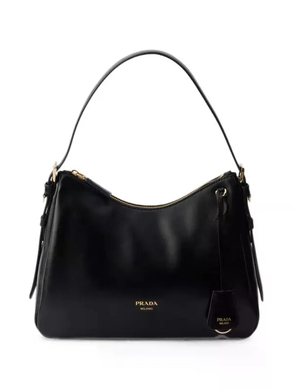 Prada Aimée Medium Leather Shoulder Bag - Black
